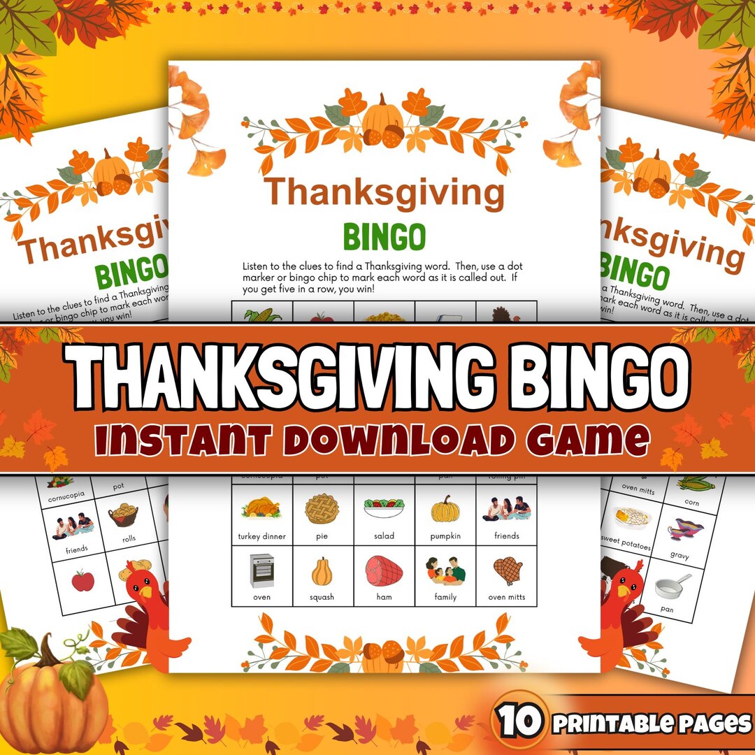 10 Thanksgiving Bingo Games, Little Pumpkin Bingo Game, Printable ...
