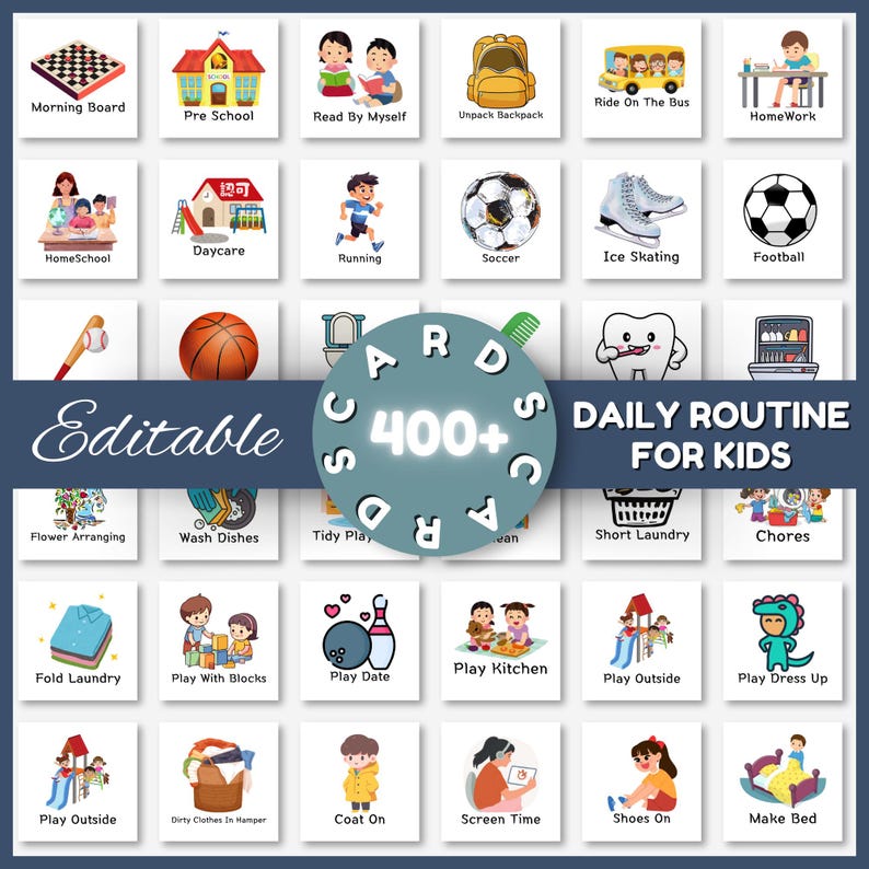 Editable Daily Kids Routine Charts, Toddler Routine Charts, Chore Chart ...