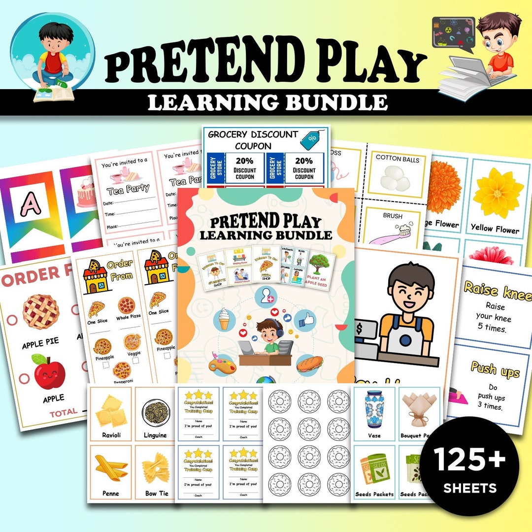 Preschool Pretend Play Learning Bundle: 125+ Activities (instant ...
