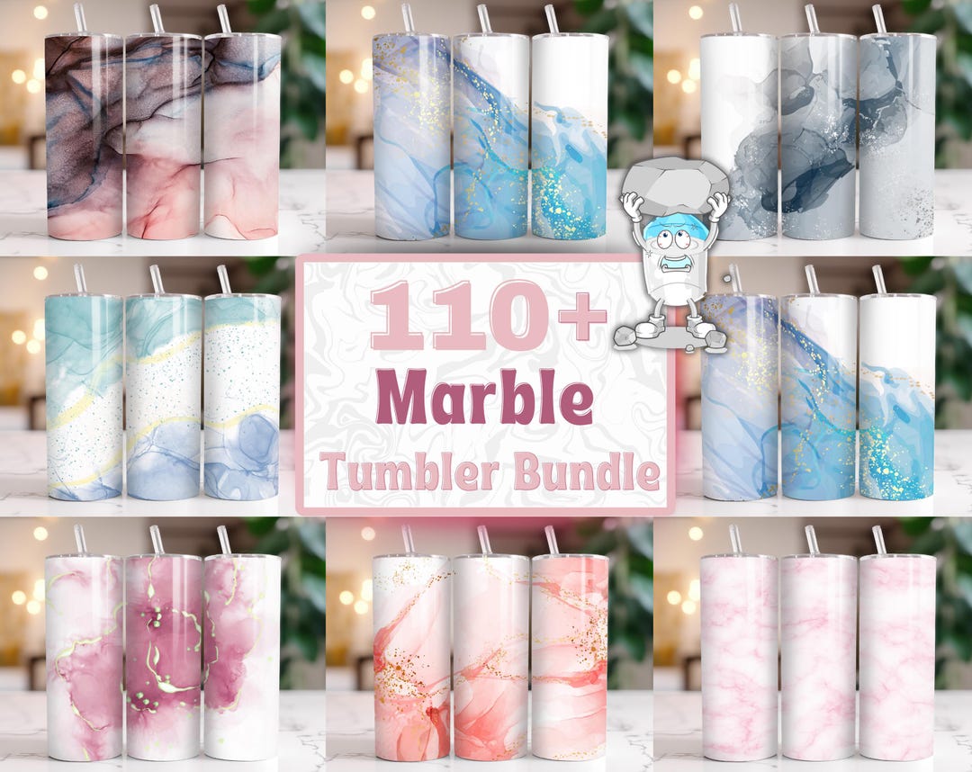 Marble Tumbler Wrap Bundle: 20oz Skinny Tumbler Sublimation Design (PNG ...