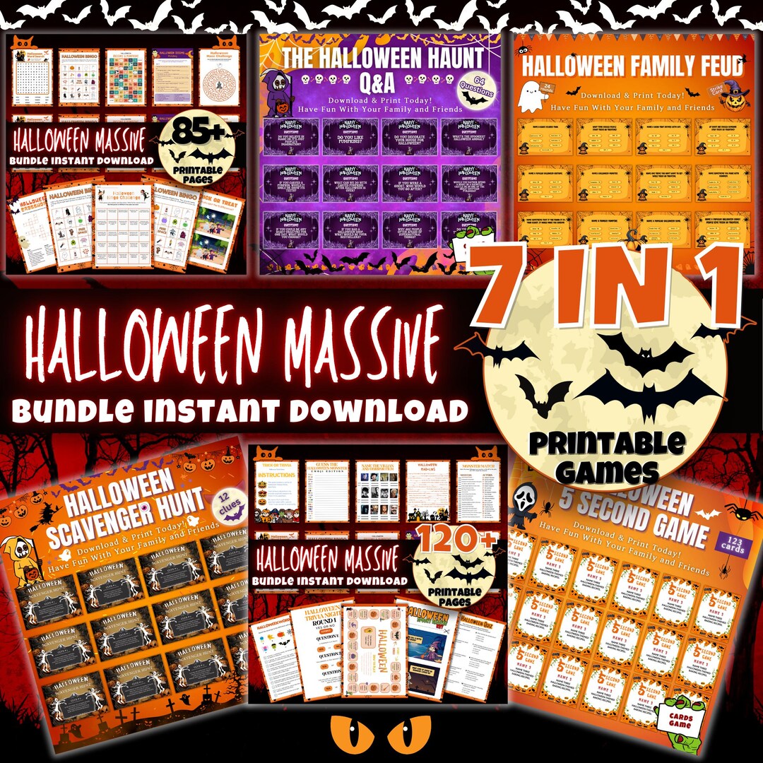Whole Shop Halloween Games Bundle, 200 Halloween Games, Printable Games ...