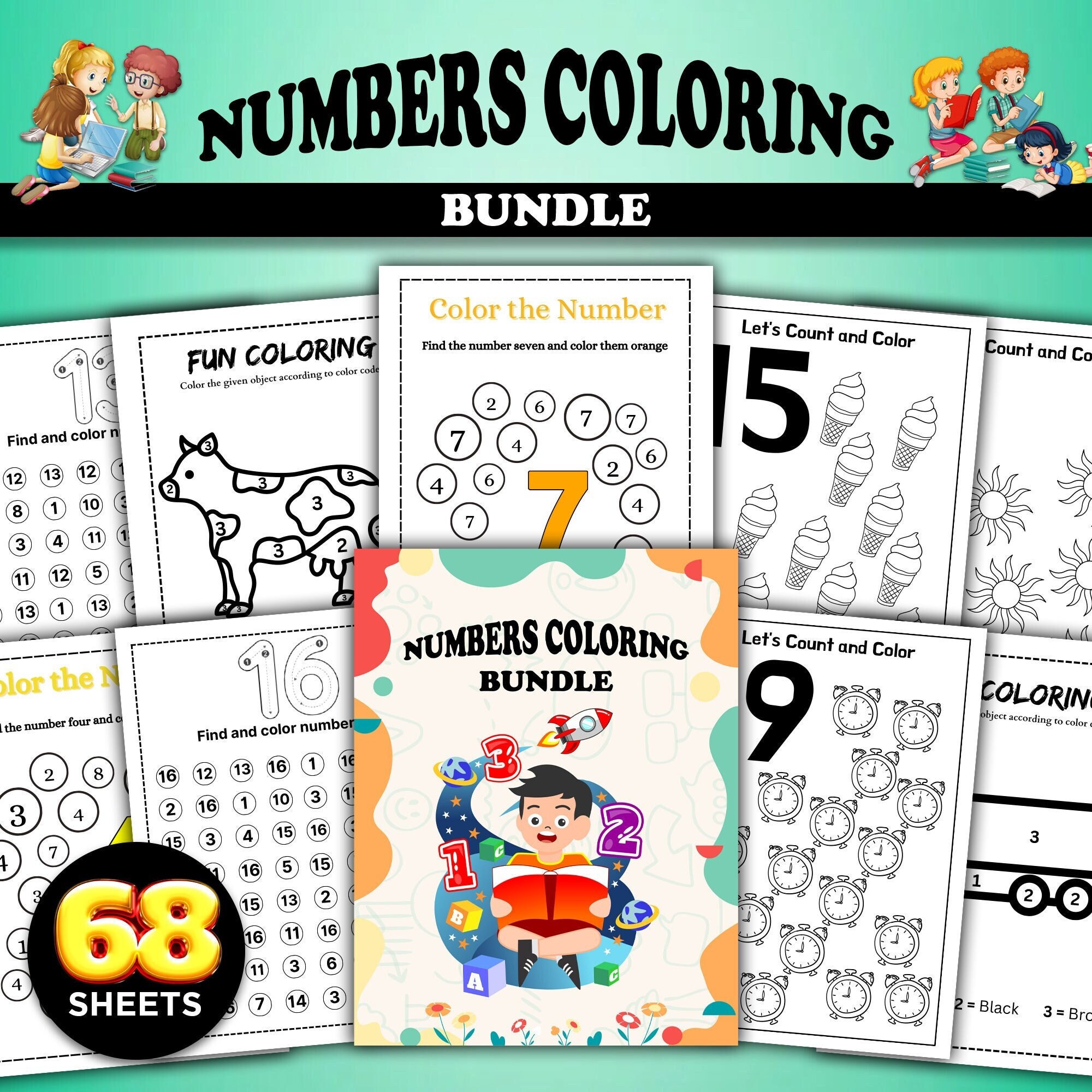 68 Printable Numbers Coloring Pages, Coloring Page, Preschool ...