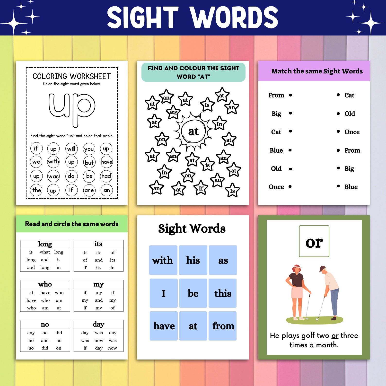 433 Pages Sight Words Learning Bundle Sight Words , Match and Circle ...