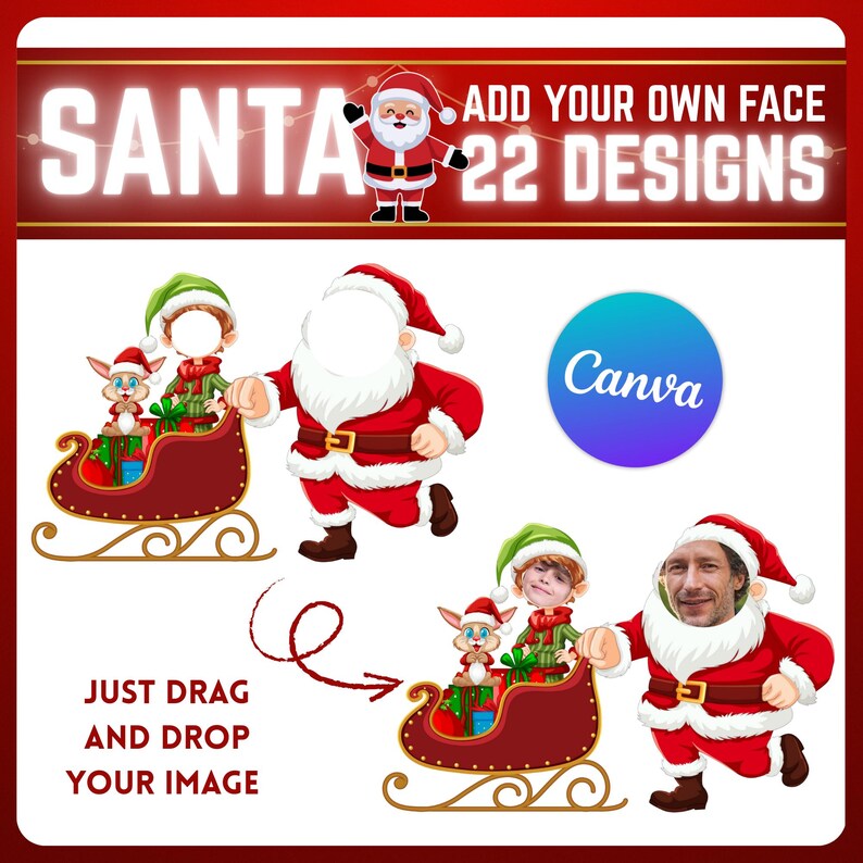 Christmas Add Your Own Face, Christmas Santa Photo Templates, Christmas ...
