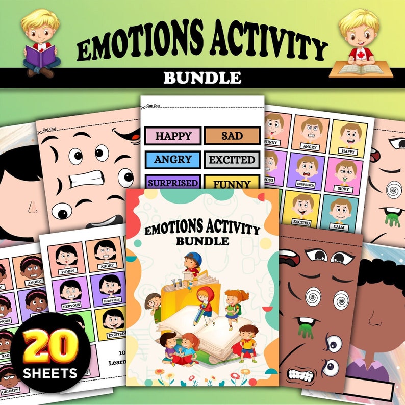 Printable Emotion Activity for Kids, Emotional Chart Bundle, Digital ...