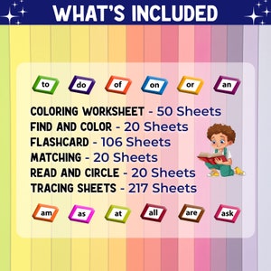 433 Pages Sight Words Learning Bundle, Kids Educational Worksheets ...