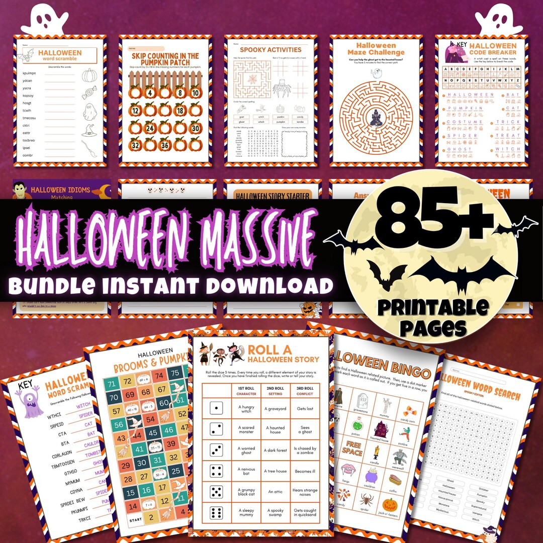 85+ Halloween Games, Printable Halloween Games Bundle, Games for Kids ...