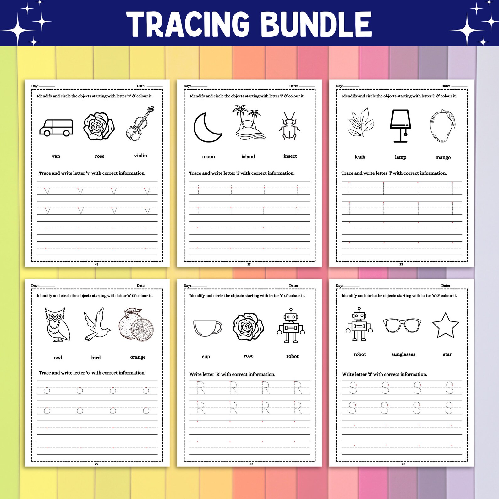 Preschool Pre-k Kindergarten Learning Bundle, 480 Tracing Worksheets ...