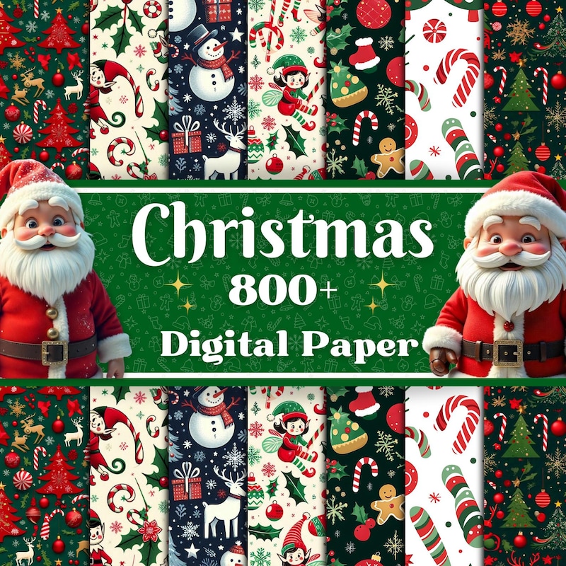 Christmas Digital Paper - Etsy