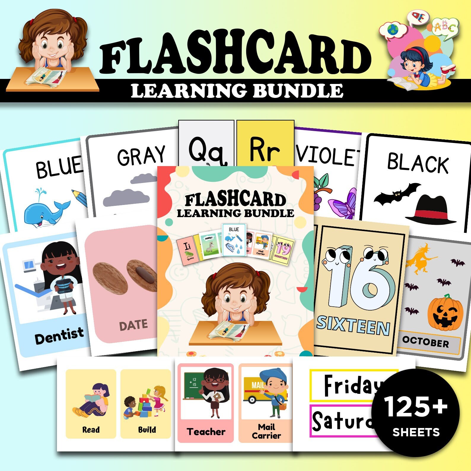 127 Editable Flash Card Bundle , Editable Montessori Cards Flash Cards ...