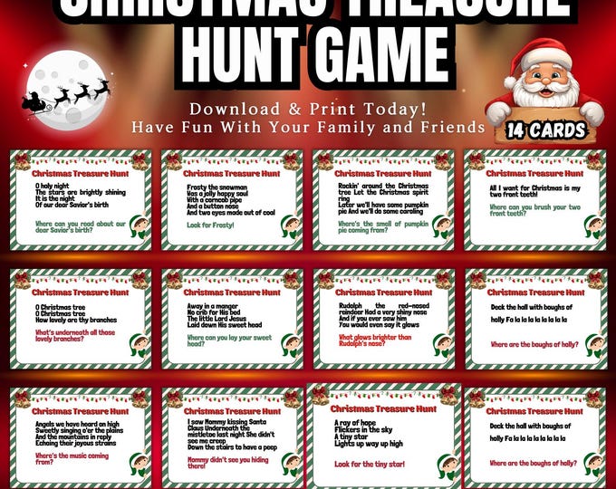 Christmas Scavenger Hunt for Kids Holiday Indoor Hunt Clues Treasure ...