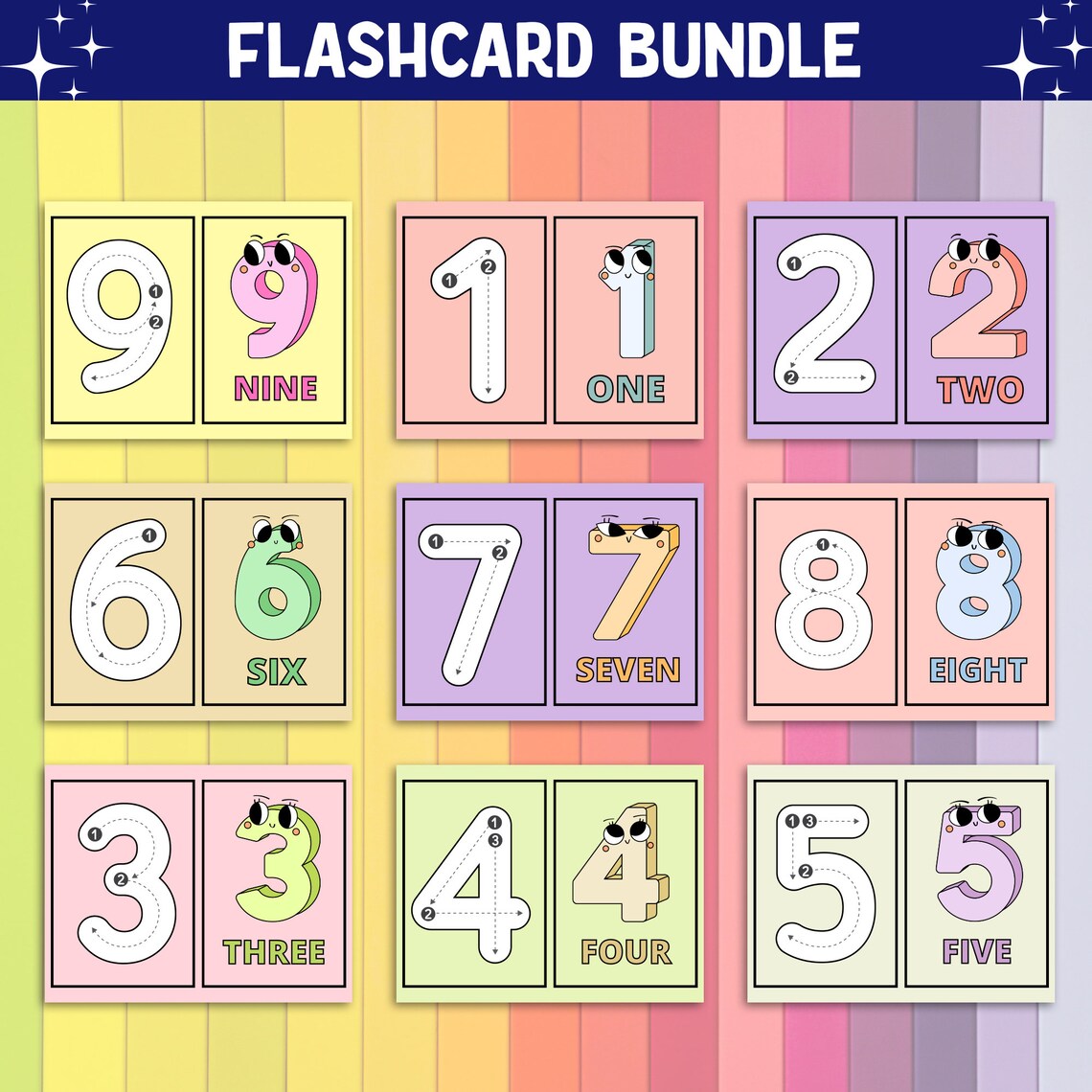 Montessori Flashcards Bundle, Alphabet Flash Cards, Numbers 1-20 Cards ...