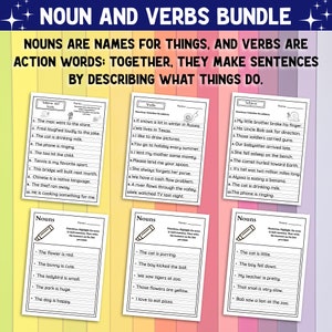 Nouns and Verbs Grammar Chart: Homeschool English Poster (digital ...