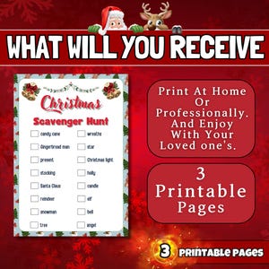 Christmas Scavenger Hunt for Teens, Indoor Christmas Treasure Hunt for ...