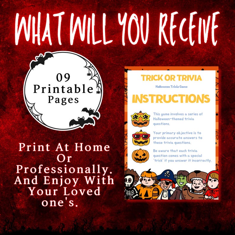 Halloween Trivia Game, Printable Trick or Treat Quiz (digital Download ...