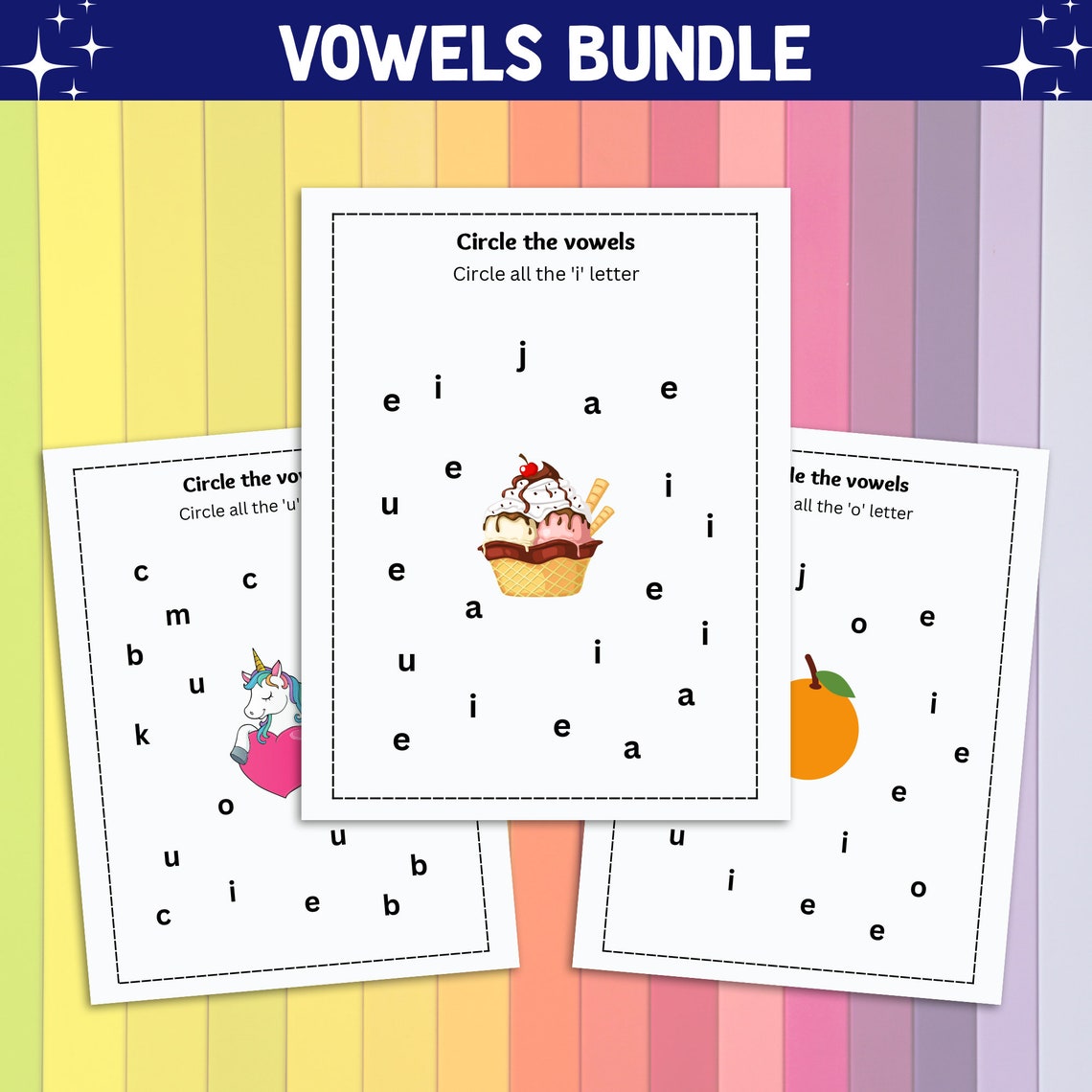 Vowel Cards, Printable Vowel Words Sheets, Phonics Word Wall Printable ...