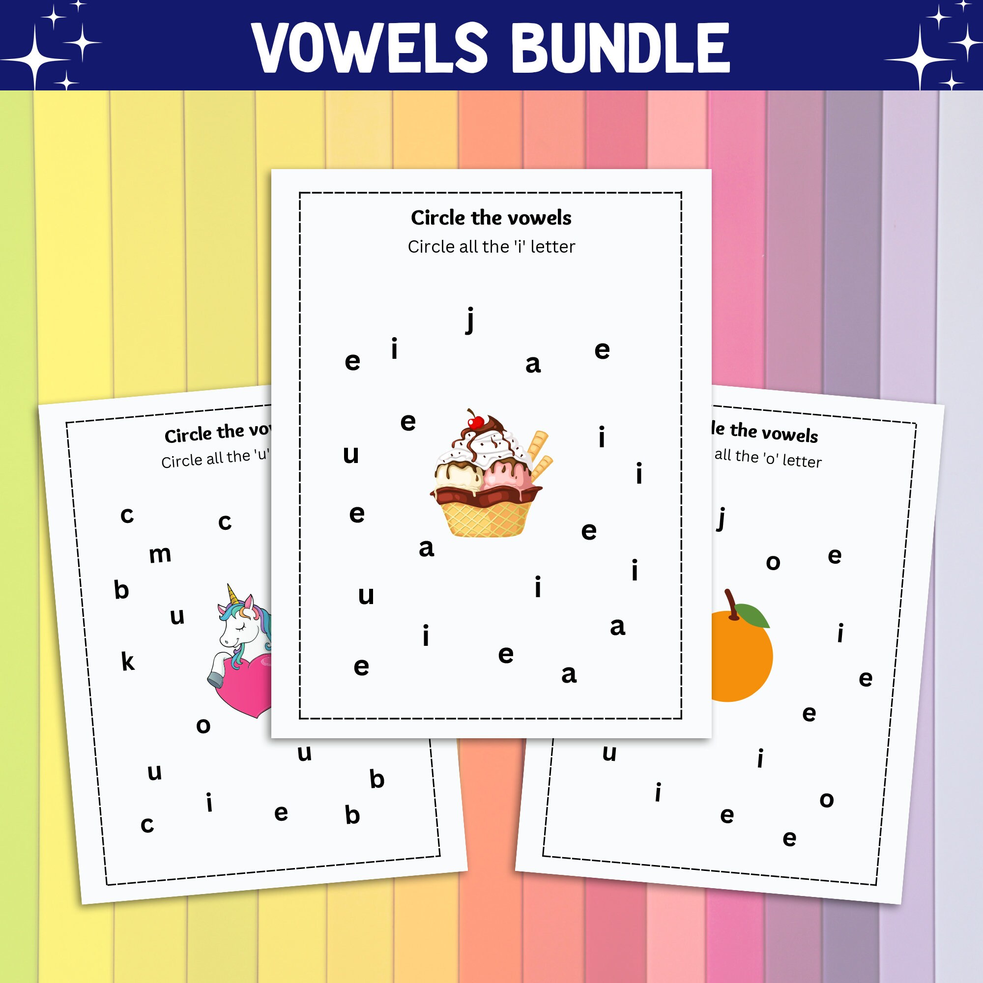 Vowel Cards, Printable Vowel Words Sheets, Phonics Word Wall Printable ...