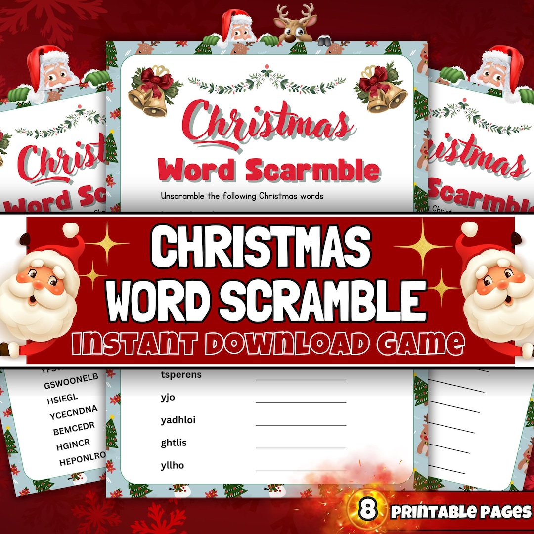 Christmas Word Scramble Game, Word Scramble Printable for Kids & Adults ...