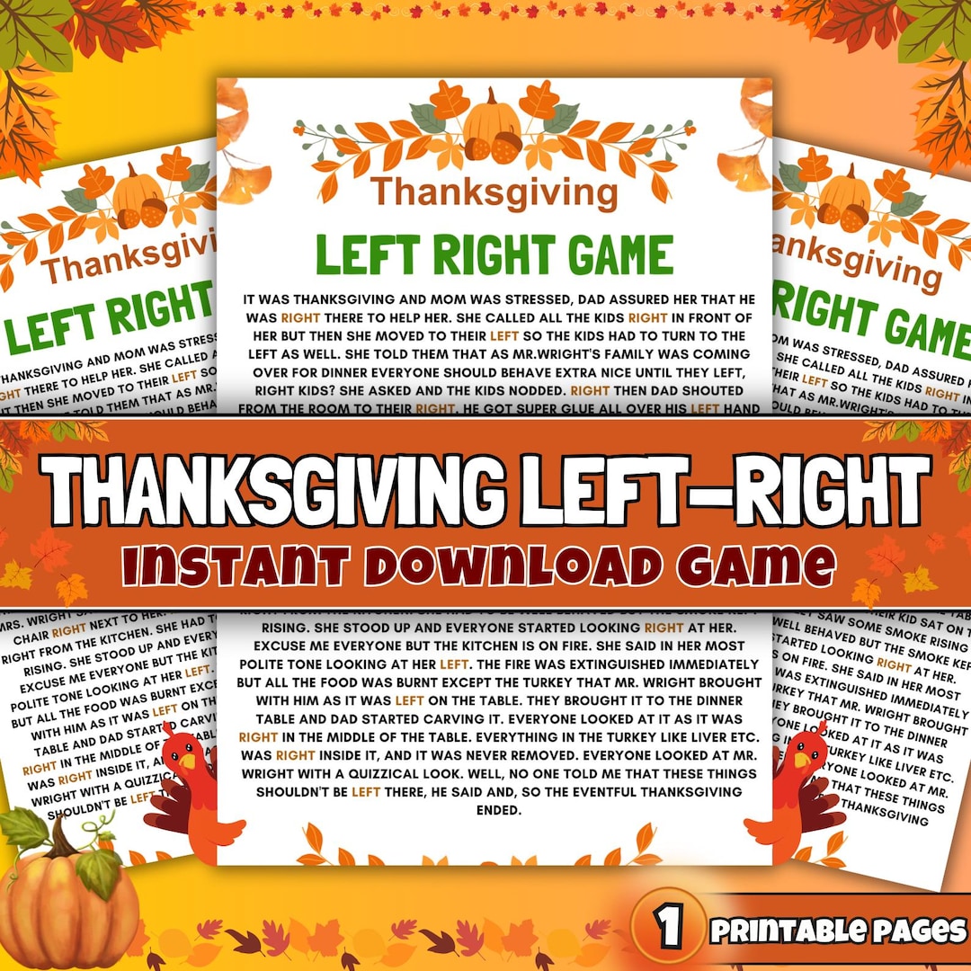 Thanksgiving Left Right Game, Thanksgiving Games, Friendsgiving Games ...