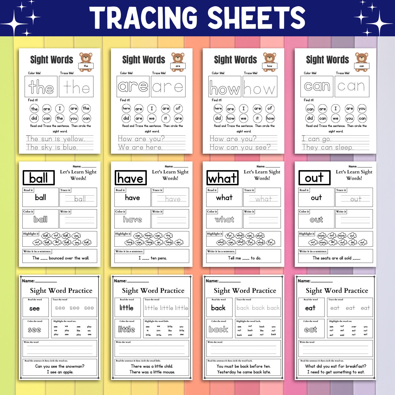 433 Pages Sight Words Learning Bundle Sight Words , Match and Circle ...
