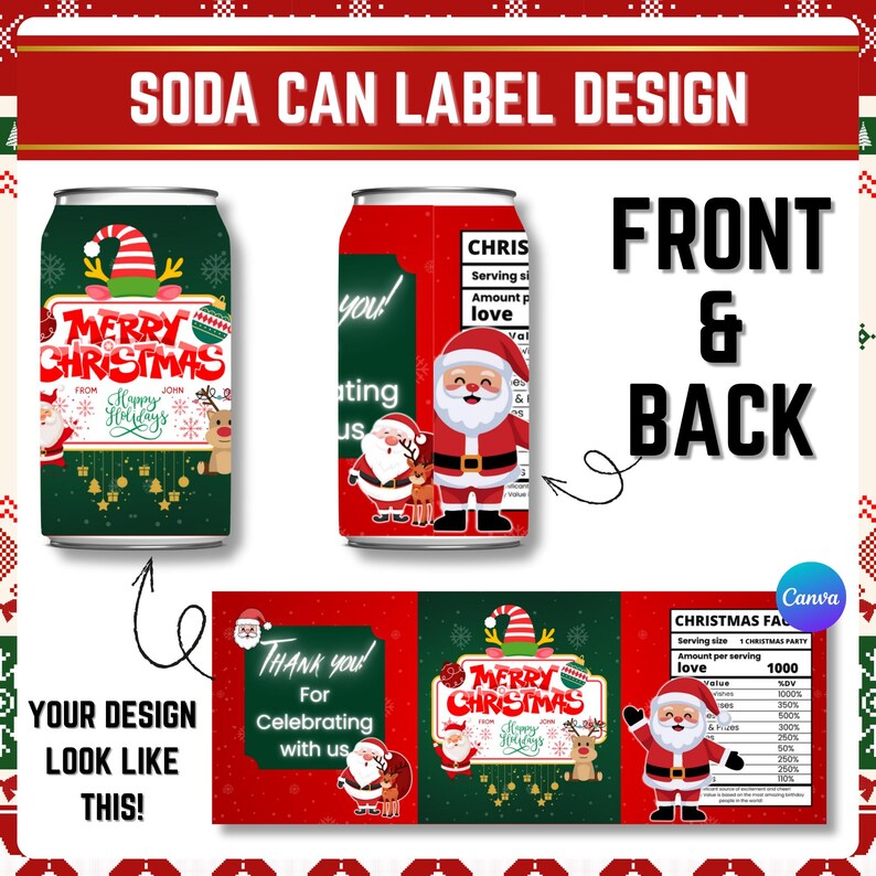 Editable Christmas Party Pack Wrapper Template: Santa Claus Party Favor ...