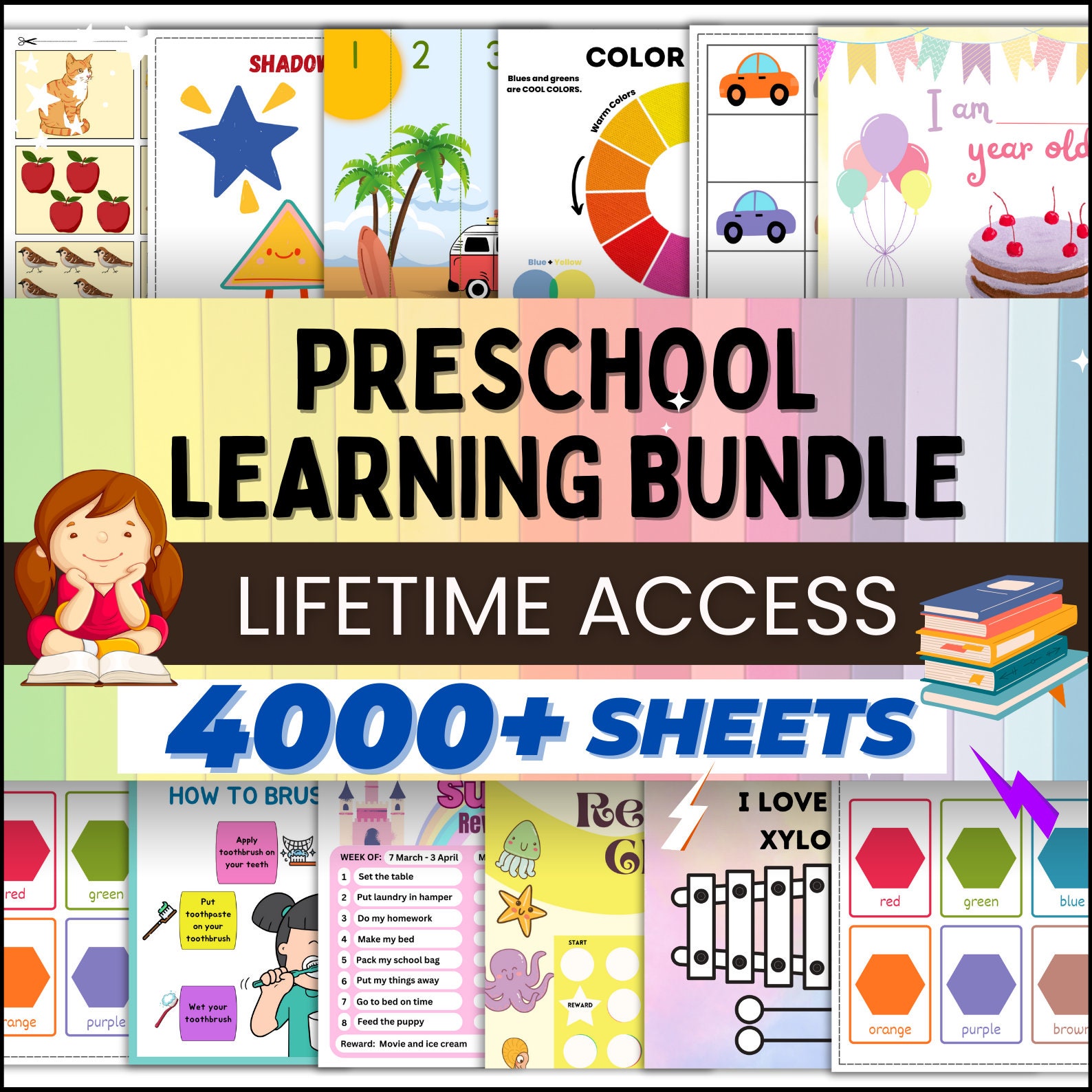 4000 Preschool Pre-k Kindergarten Learning Bundle, Activity Worksheets ...