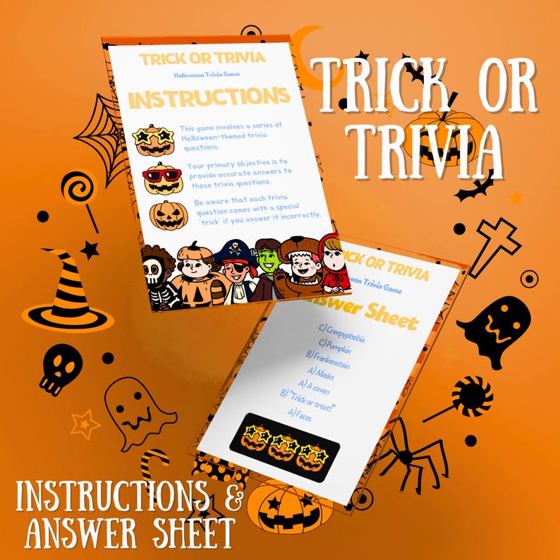Halloween Trivia Game, Printable Trick or Treat Quiz (digital Download ...