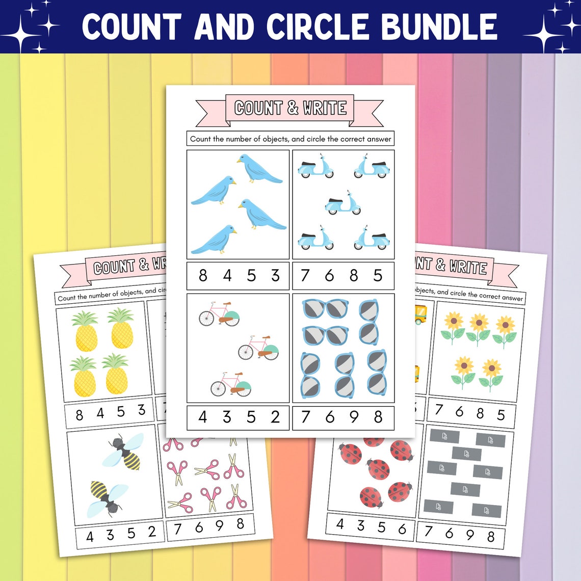 Count and Circle Preschool Activity, Printable Counting Activity ...