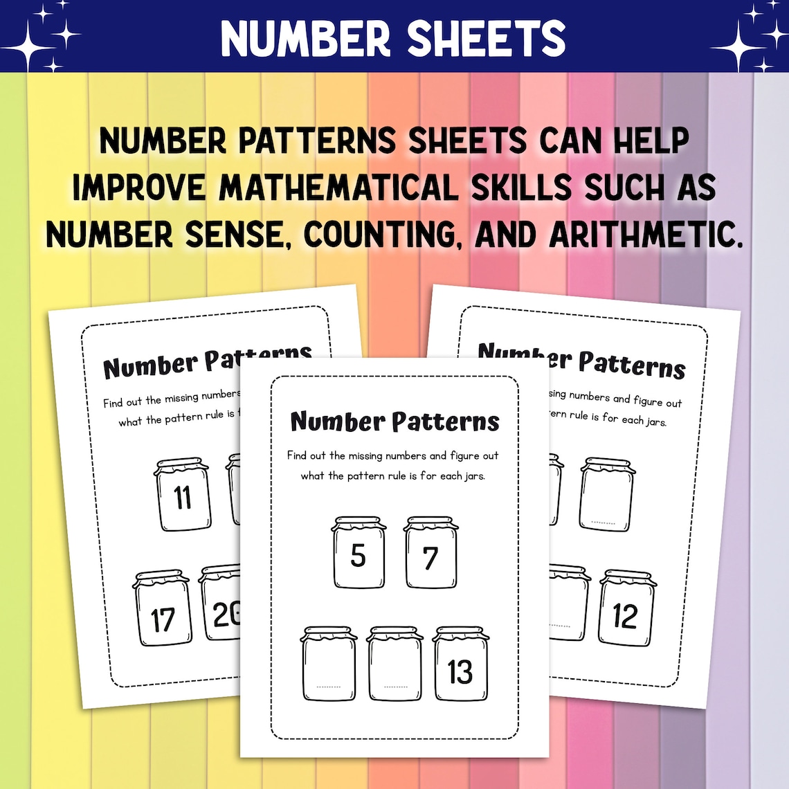 50 Pattern Worksheets, Shapes Matching Printable, Toddlers, Preschool ...
