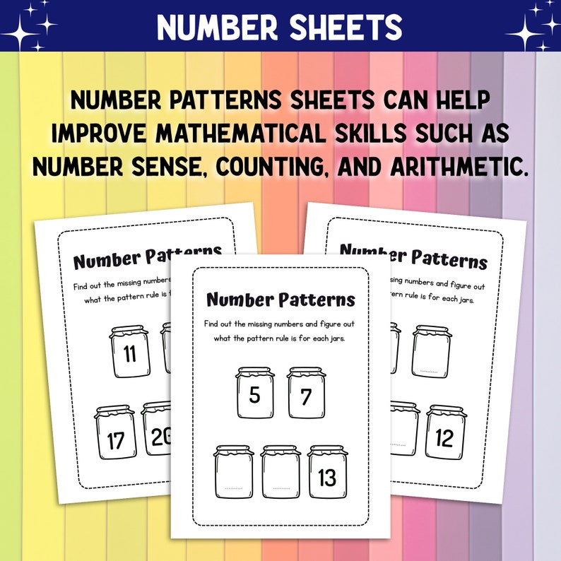 50 Pattern Worksheets, Shapes Matching Printable, Toddlers, Preschool ...
