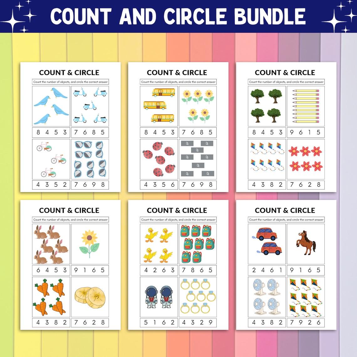 Count and Circle Preschool Activity, Printable Counting Activity ...