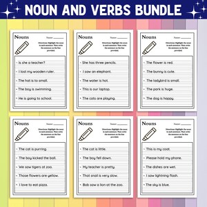 Nouns and Verbs Grammar Chart: Homeschool English Poster (digital ...