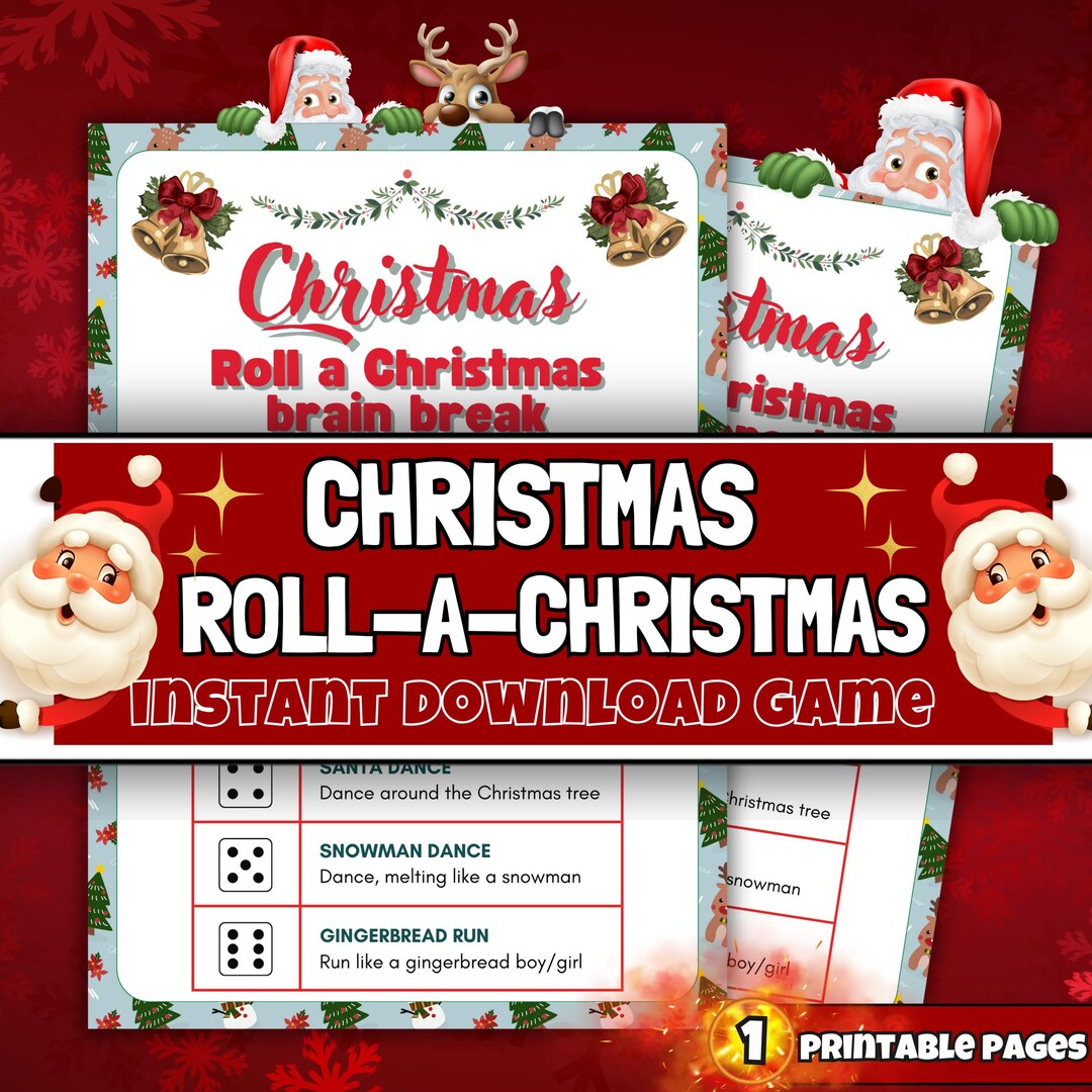 Roll a Dice Christmas Game, Printable Game for Family Gathering ...