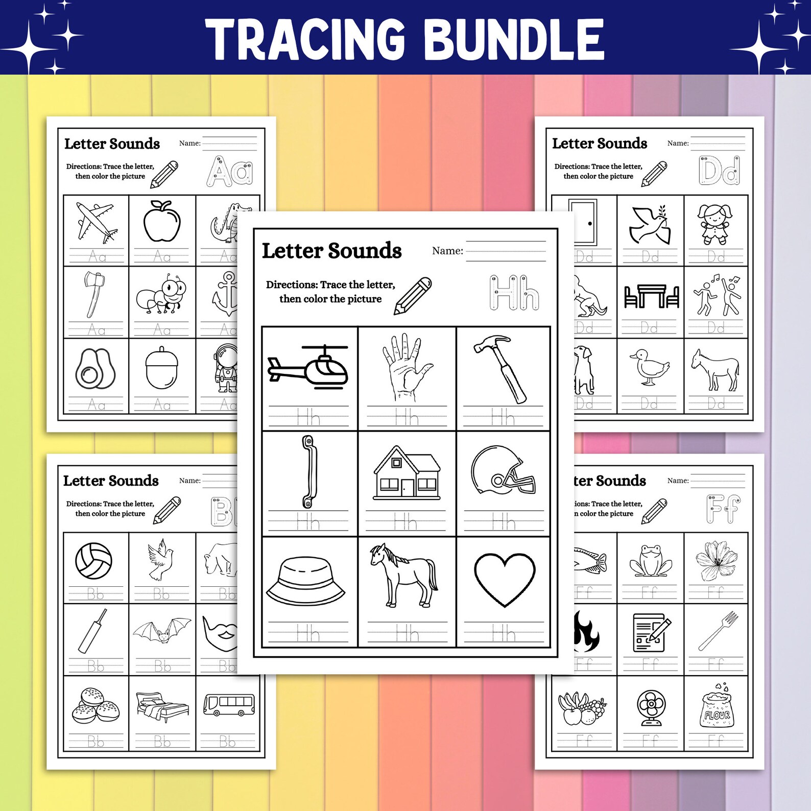 Preschool Pre-k Kindergarten Learning Bundle, 480 Tracing Worksheets ...