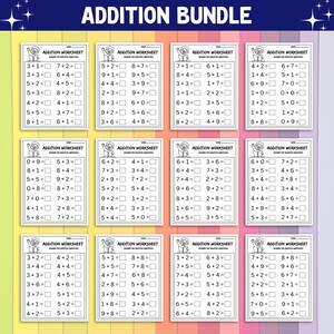 98 Printable Addition Worksheets Kindergarten Addition Bundle and ...