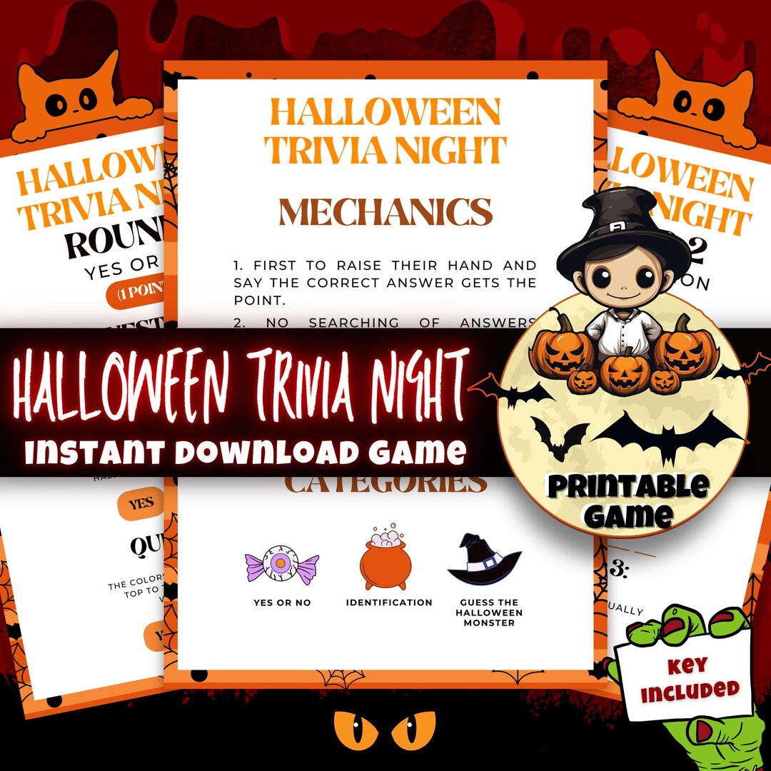 Halloween Trivia Game, Printable Party Activity (digital Game) - Etsy