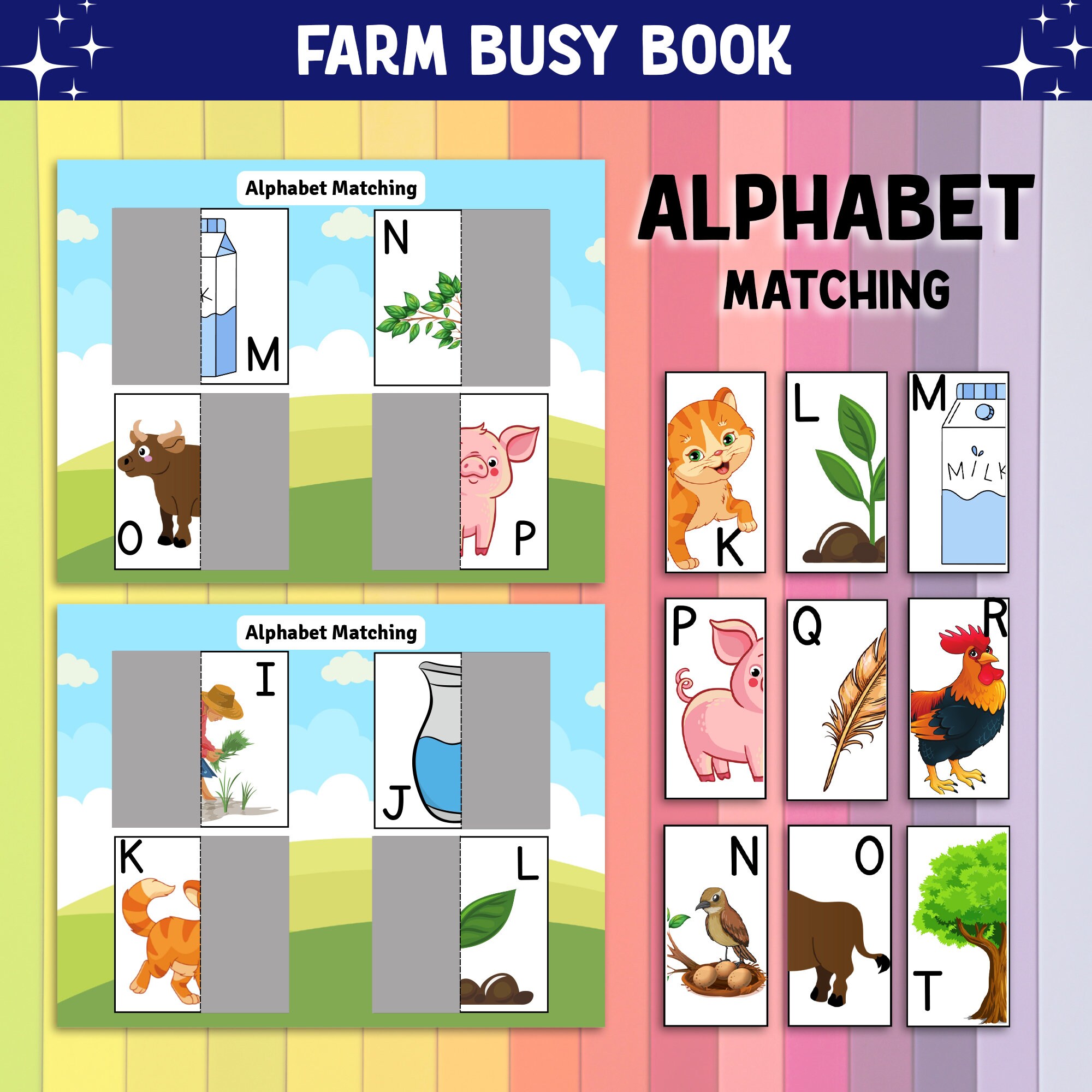 Farm Busy Book, Toddler Quiet Book, Preschool Learning Binder, Farm ...
