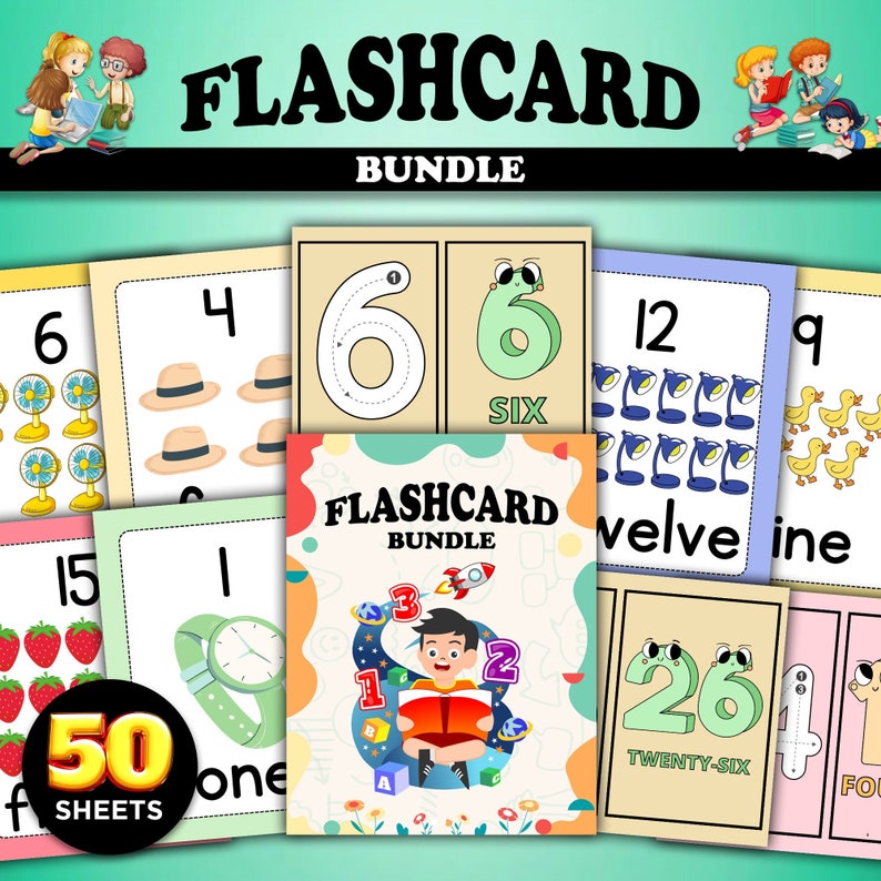 Montessori Flashcards Bundle, Alphabet Flash Cards, Numbers 1-20 Cards ...