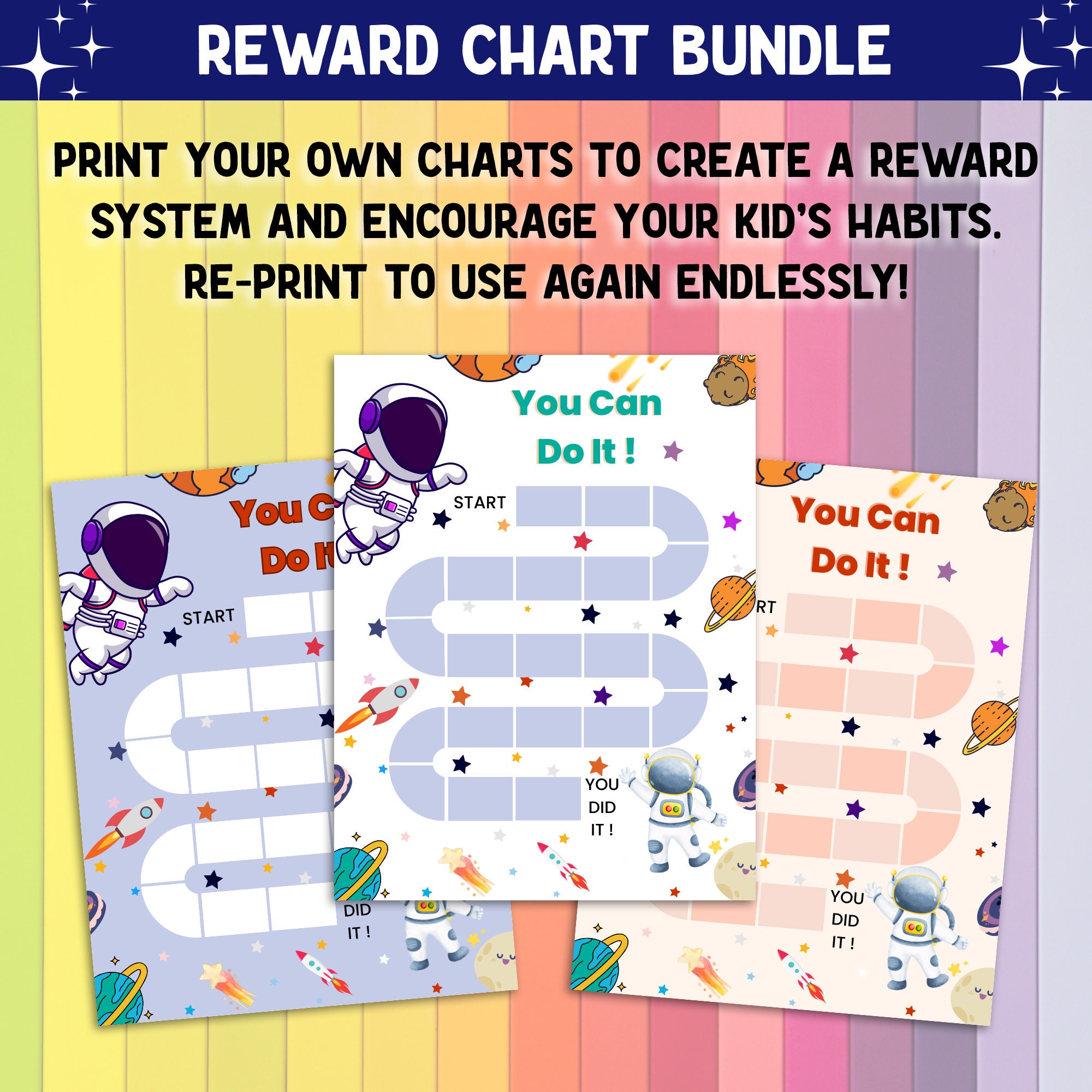 Reward Chart Bundle, Toddler Reward Chart, Reward Chart Printable, Kids ...