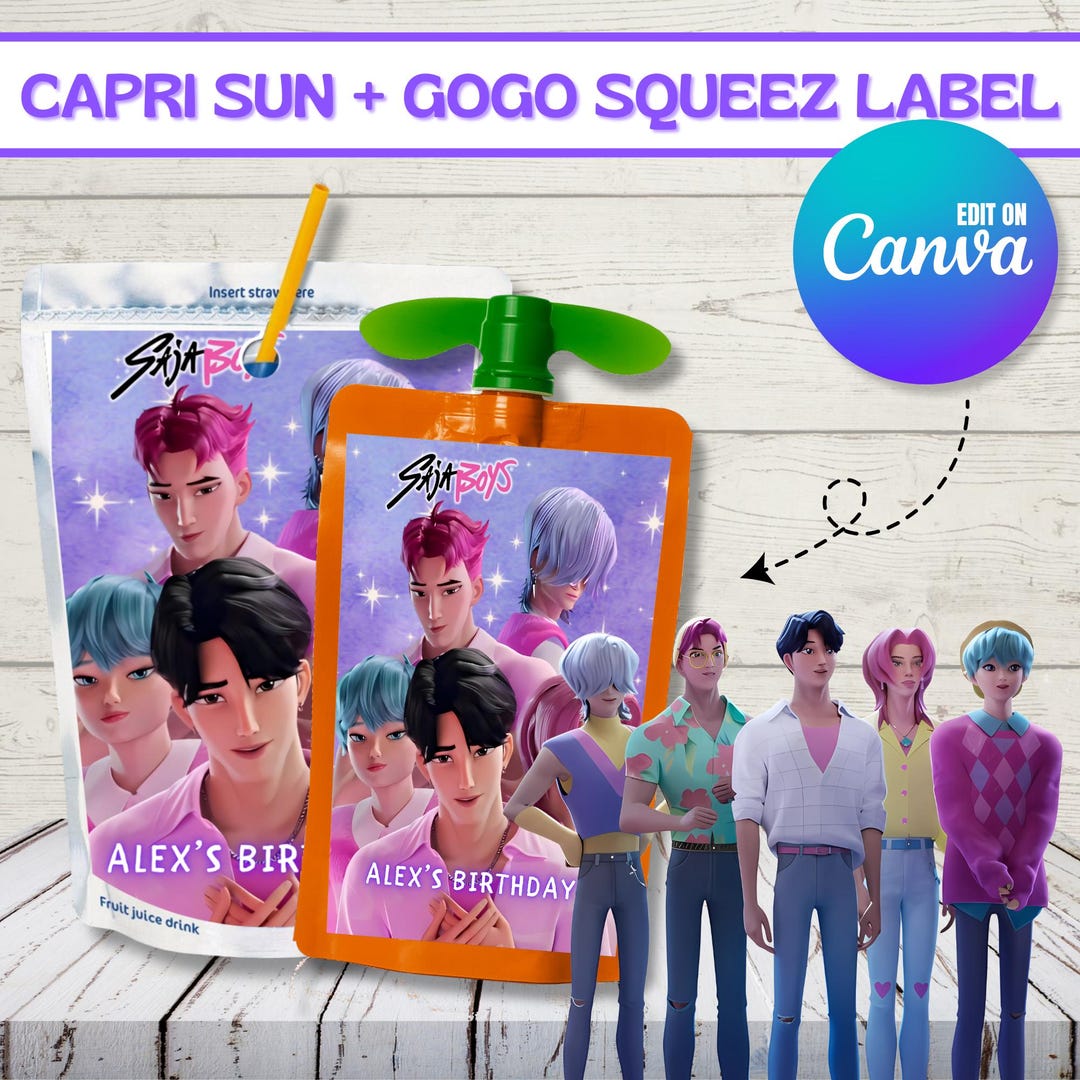 Kpop Saja Boys Drink Label, Editable Party Favors (digital Download) - Etsy
