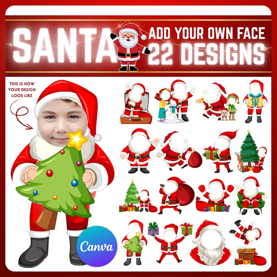 Christmas Add Your Own Face, Christmas Santa Photo Templates, Christmas ...