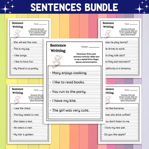 30 Printable Sentence Worksheets: ELA Practice (digital Download) - Etsy