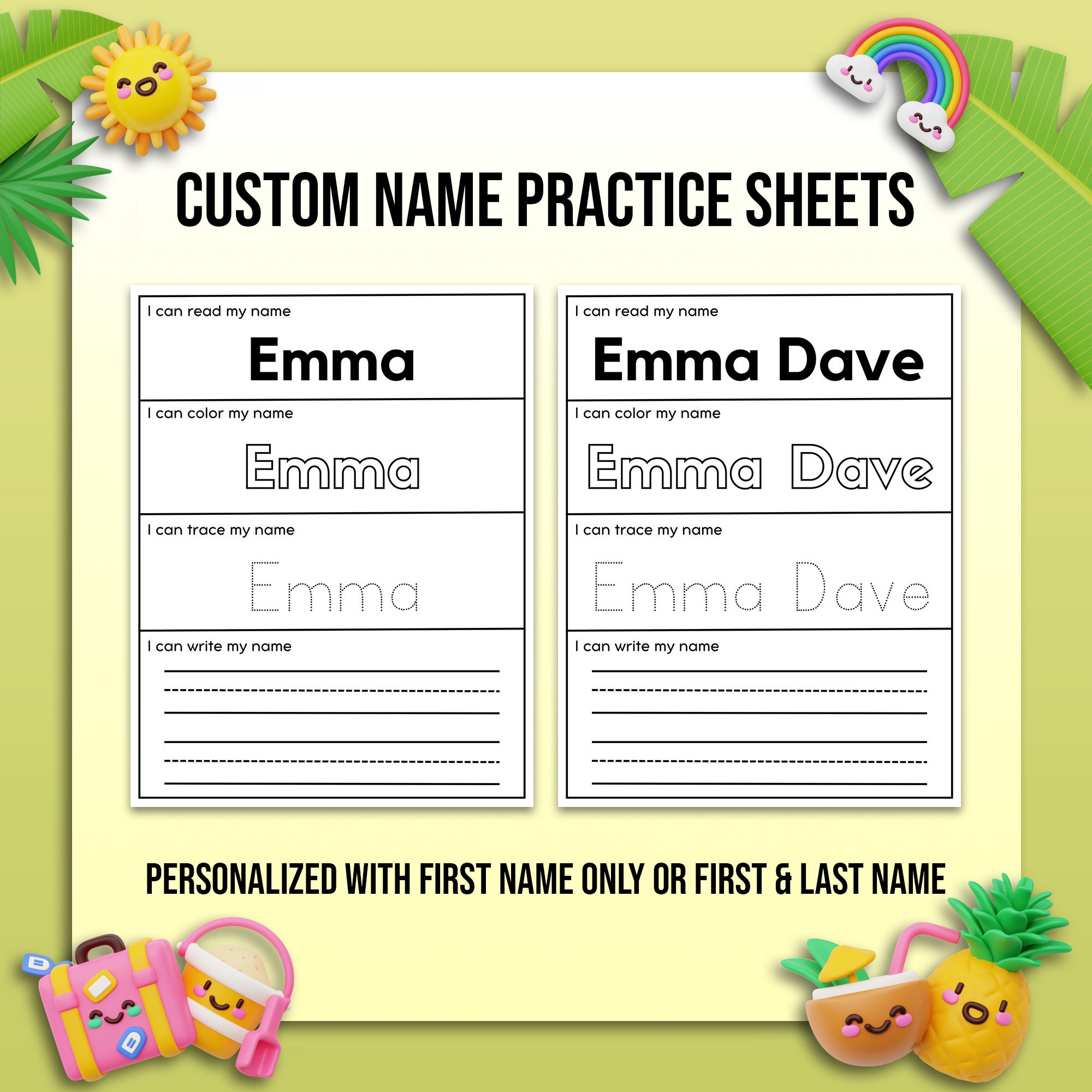 Custom Name Tracing Pages, Custom Name Tracing Sheet, Kids Handwriting ...
