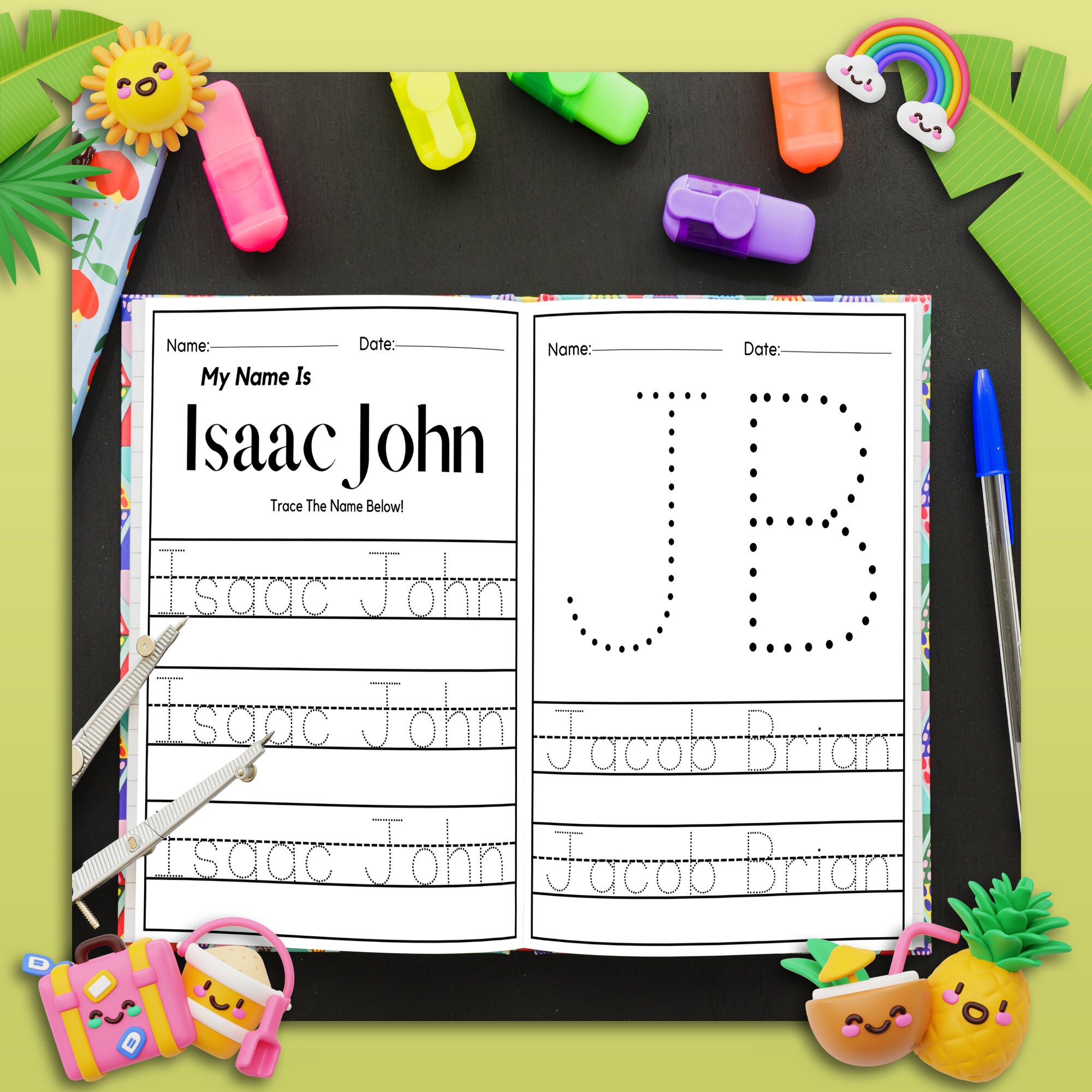 Custom Name Tracing Pages, Custom Name Tracing Sheet, Kids Handwriting ...