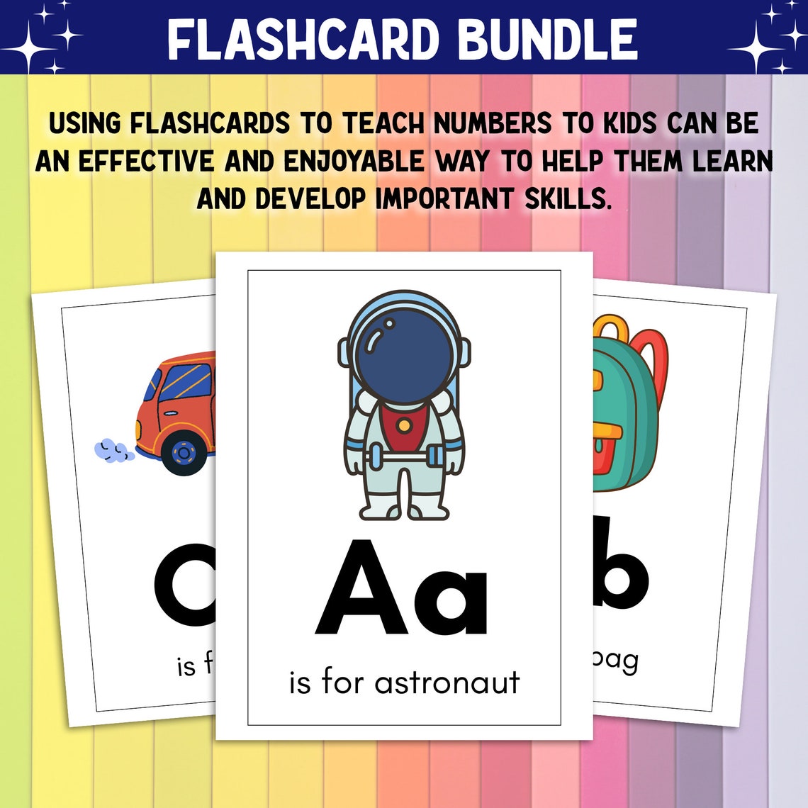 Printable Alphabet Flash Cards, ABC Flash Cards, A-Z Cards, Educational ...