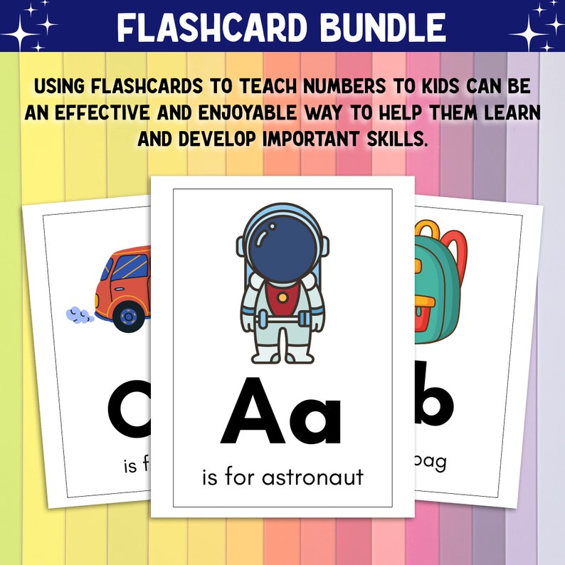Printable Alphabet Flash Cards, ABC Flash Cards, A-Z Cards, Educational ...