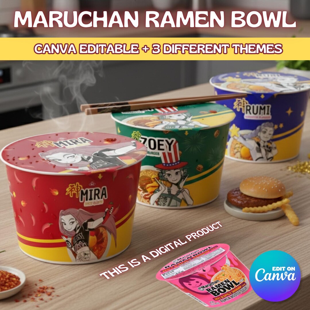 Kpop Ramen Cup Label, Anime Cosplay Party Decor (canva Template) - Etsy