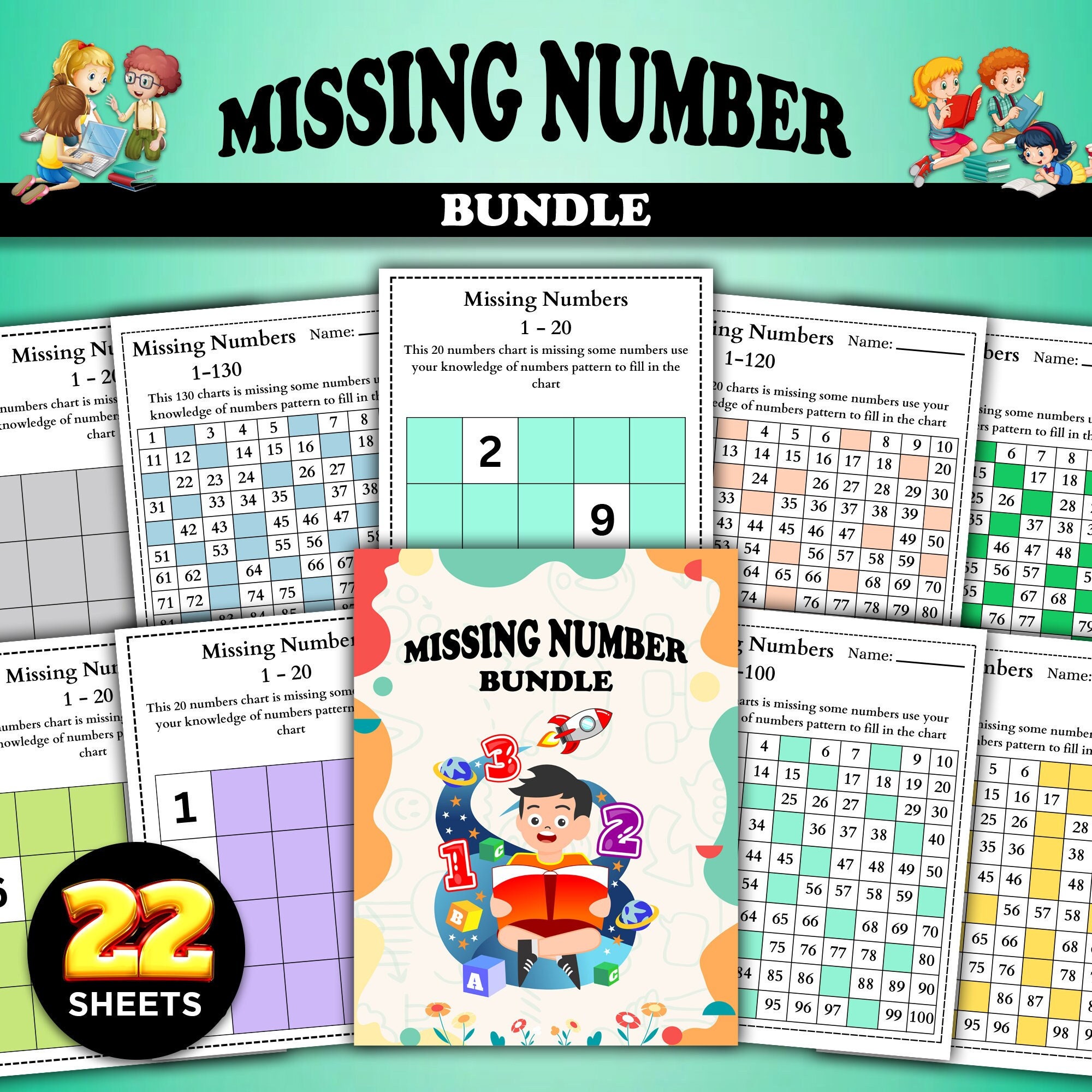 Math Missing Numbers Kids Worksheet Learning Numbers Write the Missing ...