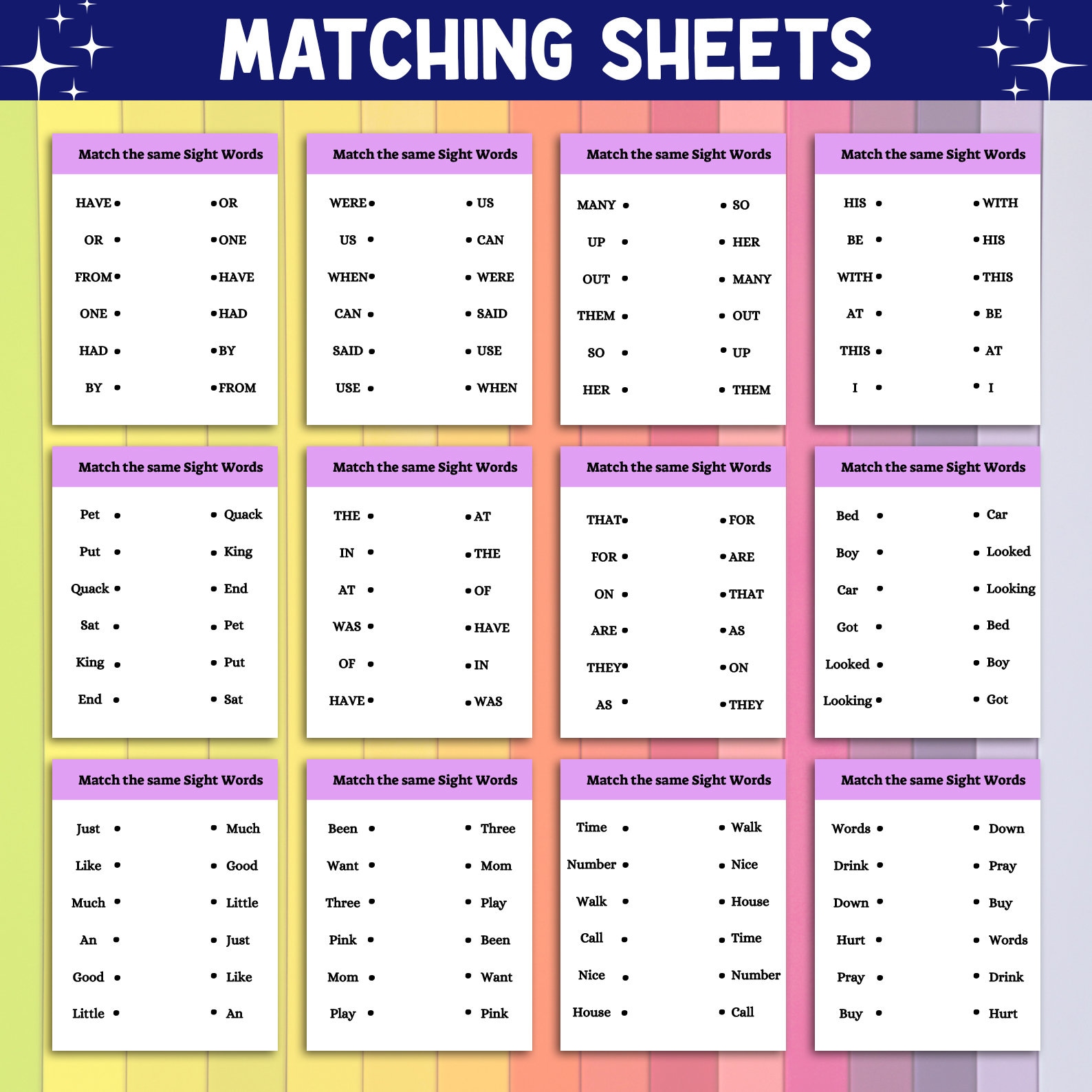 433 Pages Sight Words Learning Bundle Sight Words , Match and Circle ...