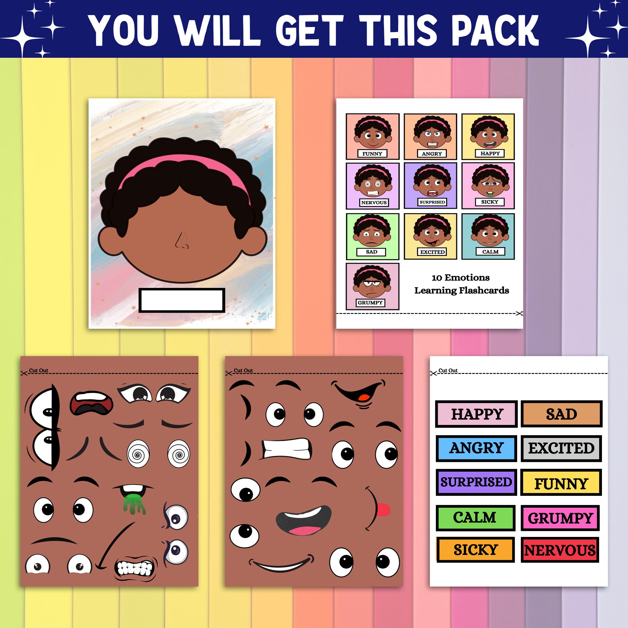 Printable Emotion Activity for Kids, Emotional Chart Bundle, Digital ...